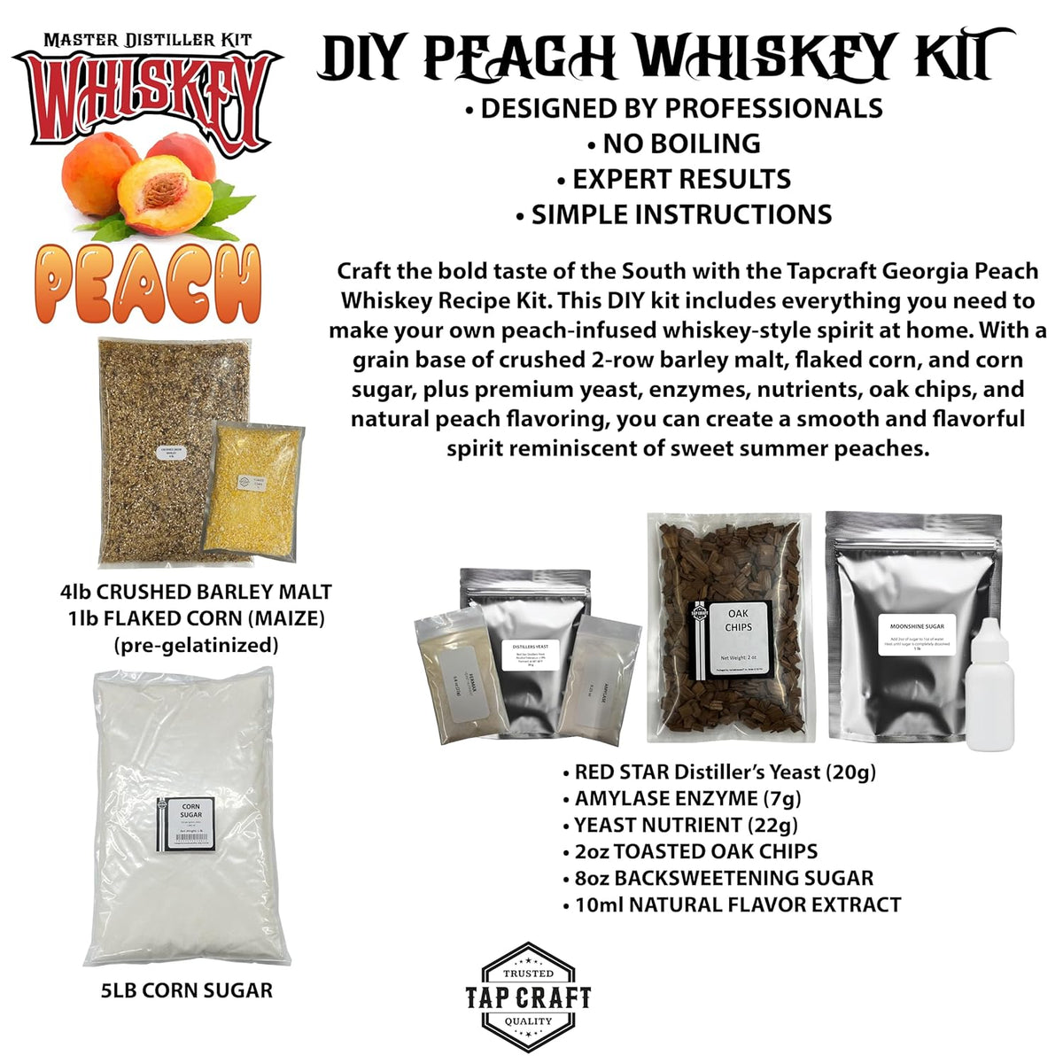 Master Distillers Georgia Peach Whiskey Recipe Mash Kit – Home Brew Stuff
